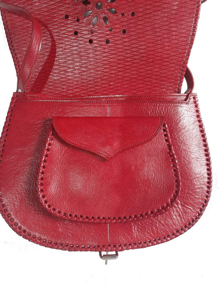 Creation of Marrakesh - Red Leather Shoulder Bag | Saddle Bag By ...
