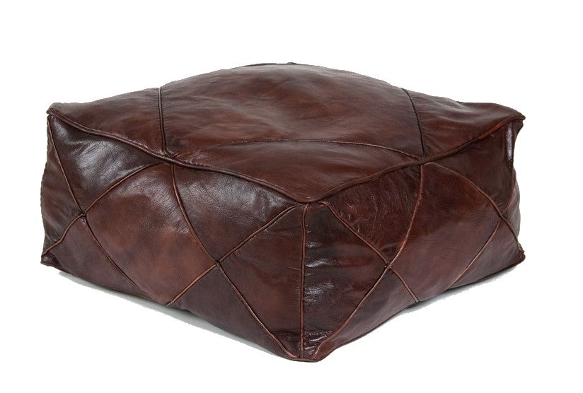 Moroccan Leather Floor Cushion / Ottoman - Mosaic - Lozenge - Brown ...