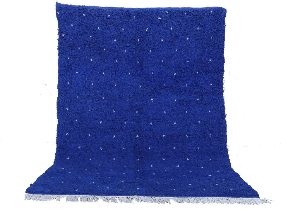 Moroccan White Polka Dot Rug - Blue | RUG By Moroccan Corridor®