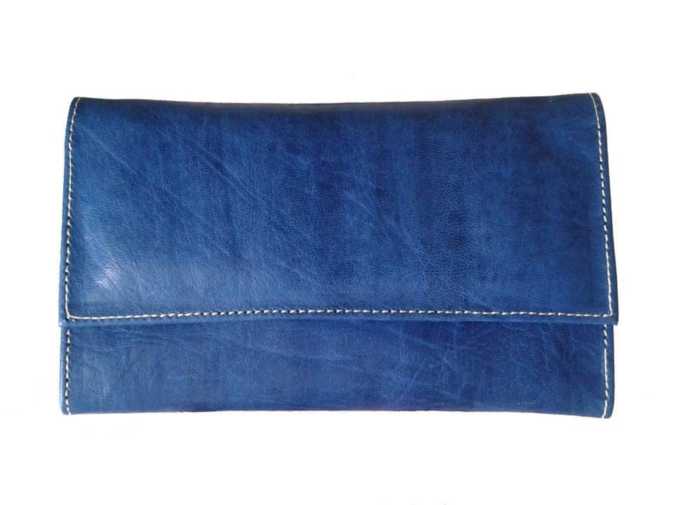Club Morocco Wallet - Simple - Blue | Leather Wallet By Moroccan Corridor®