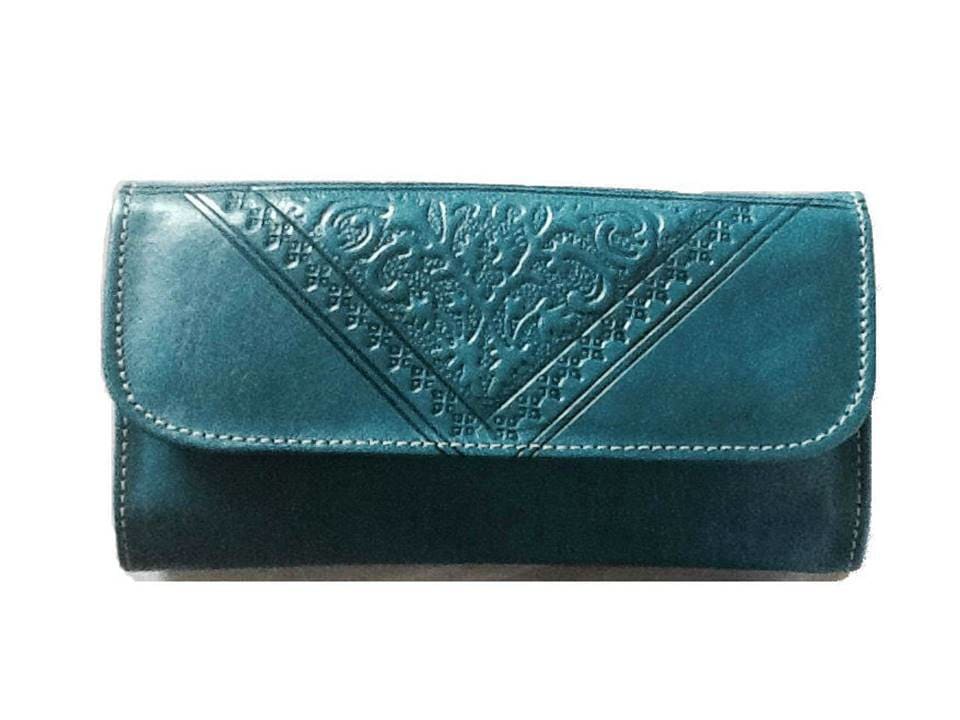 Club Morocco Wallet - Turquoise - Wristlet | Leather Wallet By Moroccan ...