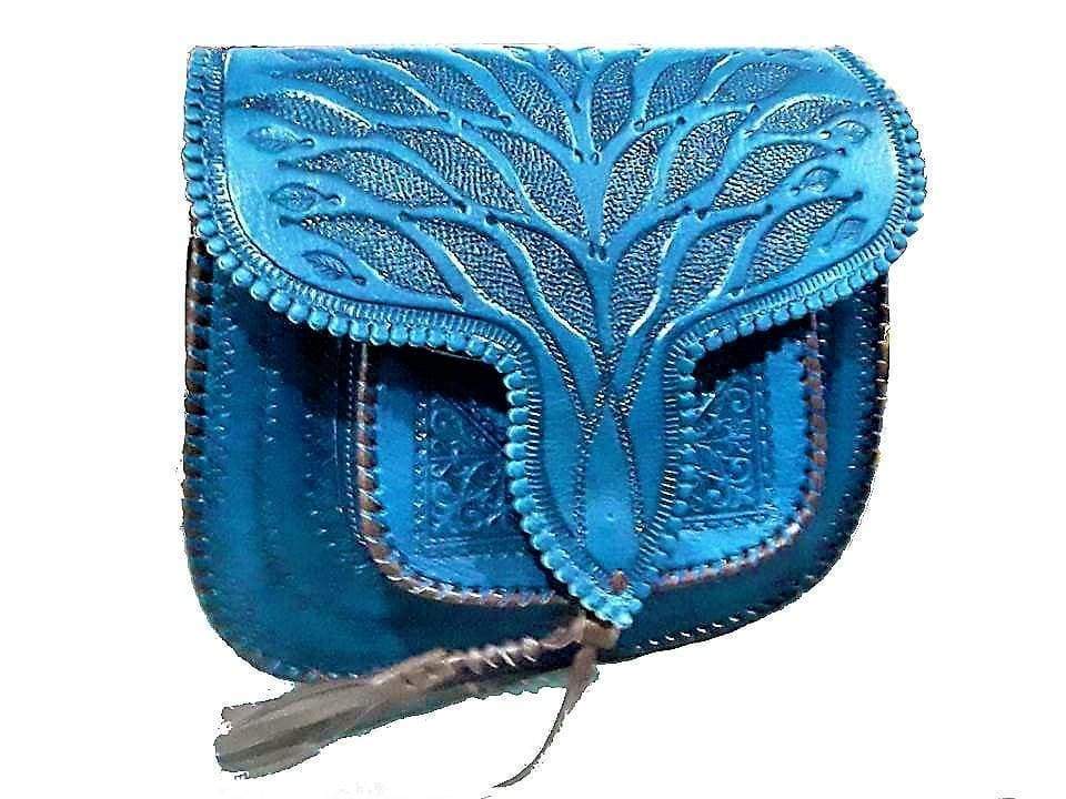 LSSAN Handbag - Turquoise - Palm | Leather Shoulder Bag By Moroccan ...