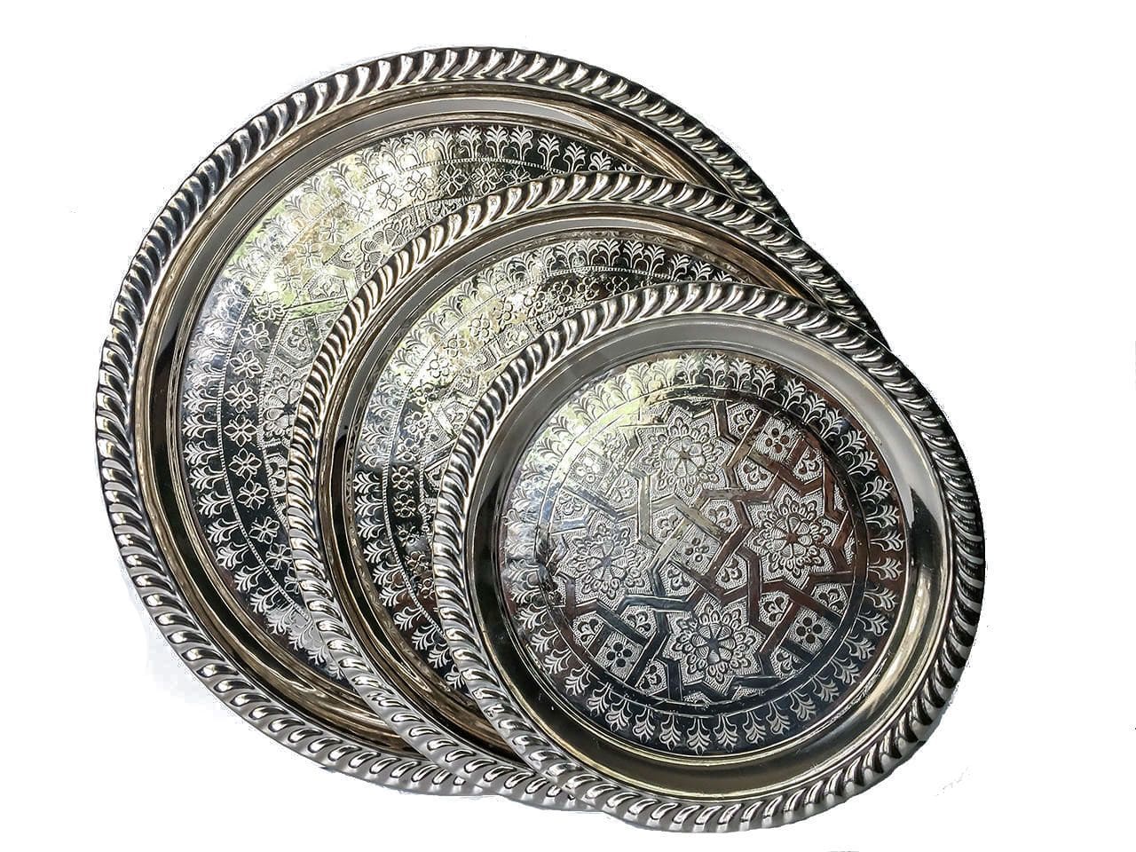 Moroccan Tea Tray - Round - Tiles - Set of 3 | Table linen By Moroccan ...
