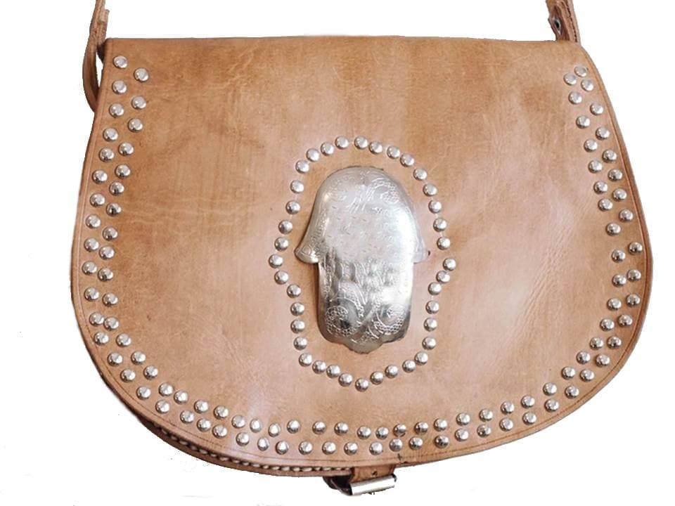 Morocco Gypsy Leather Bag - Hamsa Médaillon - Natural | Gypsy Bag By ...